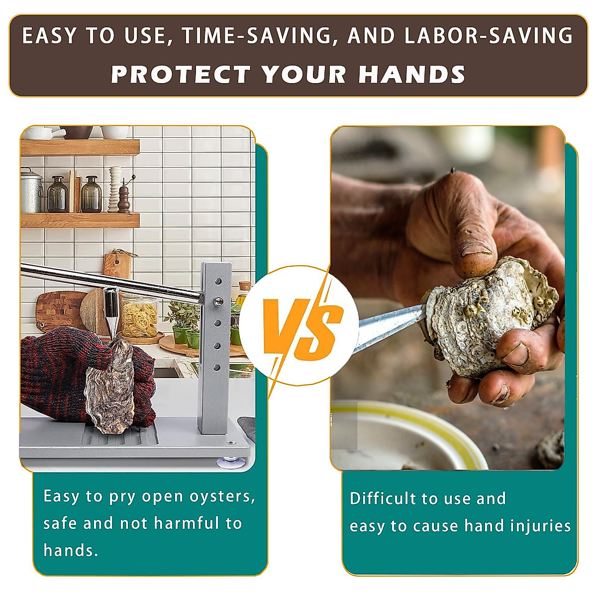 Oyster Shucker Machine,Upgraded Stainless Steel Oyster Clam Opener with Strong Suction Cup,Adjustable Oyster Shucker Tool Set,Oyster Opener Tool for Home,Clam Shucker Tool with Knives,Glove & G-Clip