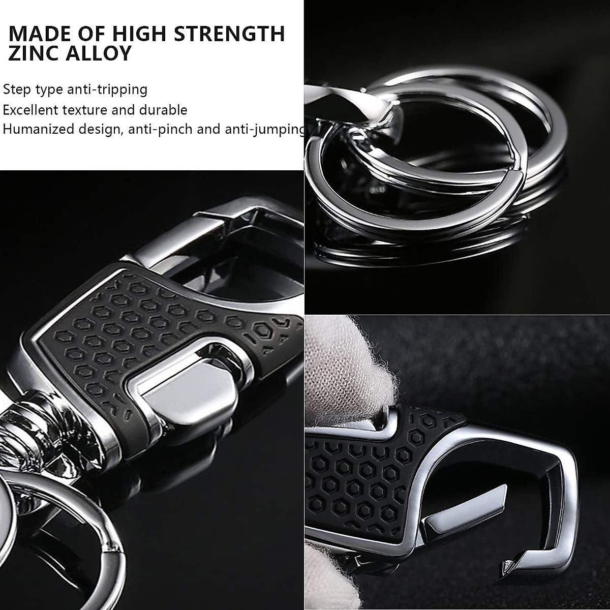 KIFIDAN Car Keychain Premium Keychain 2 Keyrings Chrome Plated Stainless Steel Heavy Duty Car Keychain Men and Women Heavy Car Keychain Keychain-Black