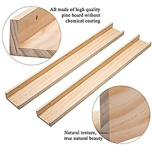 AZSKY Wood Floating Shelves for Wall 36 Inches Long Wood Photo Picture Ledge Shelf with Lip Kids Bookshelf and Wood Wall Shelves for Nursery Decor a Set of 2