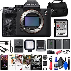 Sony a7R IVA Mirrorless Camera (ILCE7RM4A/B) + 64GB Memory Card + Bag + 2 x NP-FZ100 Compatible Battery + Card Reader + LED Light + Corel Photo Software + HDMI Cable + Flex Tripod + More