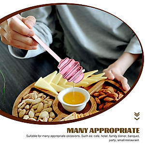 CALLARON Glass Honey Dipper Clear Honey Stirring Stick Honey Server Spoon Jam Syrup Stirring Wand for Honey Jar Dispense Drizzle Wedding Party Favors Pink