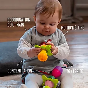 Lalaboom 28 Piece Baby Toddler Beads – Montessori Educational Shape and Color STEM Construction Toy 10 Months to 3 Years - BL230, Multicolor