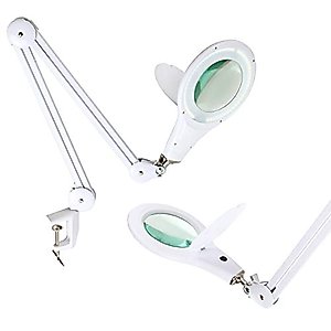 Brightech LightView PRO Magnifying Desk Lamp, 2.25x Light Magnifier, Adjustable Magnifying Glass with Light for Crafts, Reading, Close Work - White
