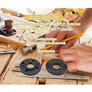 Angle Grinder Flange Nut for Dewalt Ryobi Milwaukee Makita Black & Decker 193465-4 224399-1 224568-4 Metal Lock Nut Kit (2/Pack)