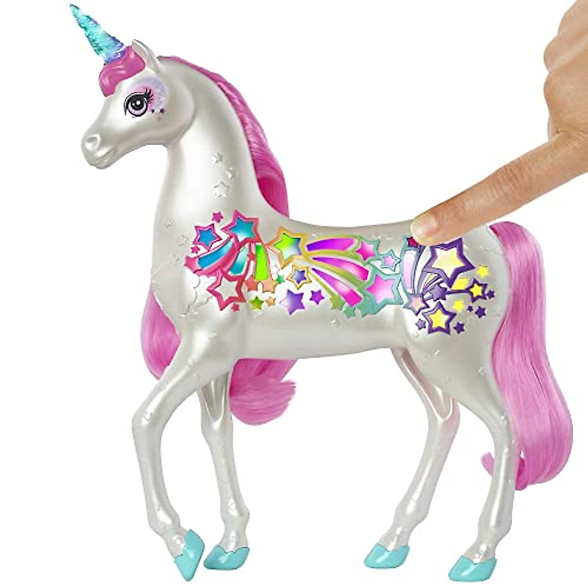 Barbie Dreamtopia Unicorn Toy, Brush 'N Sparkle Pink and White Unicorn with 4 Magical Lights and Sounds (Amazon Exclusive)
