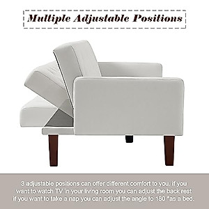 BIVVI Linen Convertible Sofa Bed Sleeper Couch Double Folding Loveseat Futon Sofá Chair Daybed w/Adjustable Reclining Backrests,Lounge Couch for Living Room Apartment Home Office,Beige