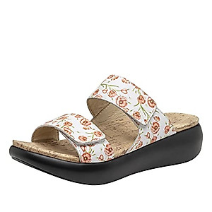 Alegria Womens Bryce Poppy Pop Leather Slide Sandal 9 M US