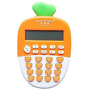 NUOBESTY Desk Calculator Kids Calculator Cartoon Carrot Shape 12-Digit Desktop Calculator Financial Calculator Accounting Calculator for School Office Students (Random Color) Pocket Calculator