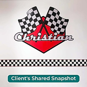 Race Flag Name Wall Decal - Personalized Wall Art for Boys, Baby, and Kids - Custom Name Wall Decal with Race Car Theme - Checkered Flag Wall Stickers - Wall Letters Decor for Bedroom