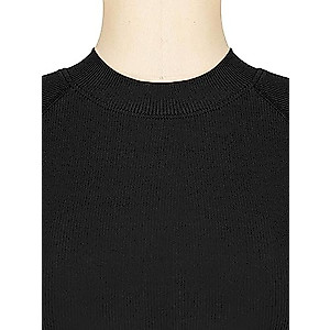 REORIA Women's Summer Casual Basic Mock Neck Short Sleeve Double Lined Going Out Trendy Y2K T Shirts Crop Tops Black X-Large