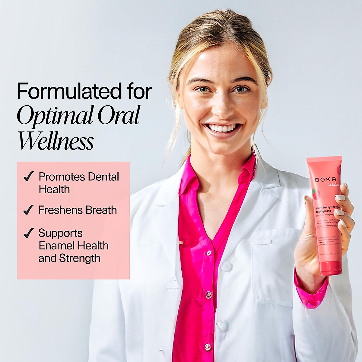 Boka Fluoride Free Toothpaste Nano Hydroxyapatite, Helps Remineralize, Appropriate for Sensitive Teeth, Whitening - for Adult, Kids Oral Care - Strawberry Mango Flavor, 4oz 1Pk - US Manufactured