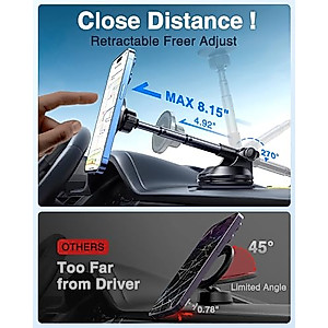 VANMASS Magnetic Cell Phone Holder for Car [2024 True Military-Grade] for MagSafe Car Mount Suction Cellphone Stand for Dashboard Windshield Vent, Magnet Dash Mobile Accessories for iPhone Android