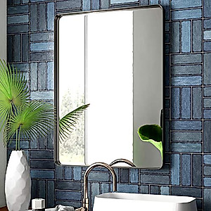 Black Bathroom Mirror, 30"x40" Metal Frame with Rounded Corner, Upgrated Wall Mounted Mirror for Bathrooms, Entryways, Living Rooms