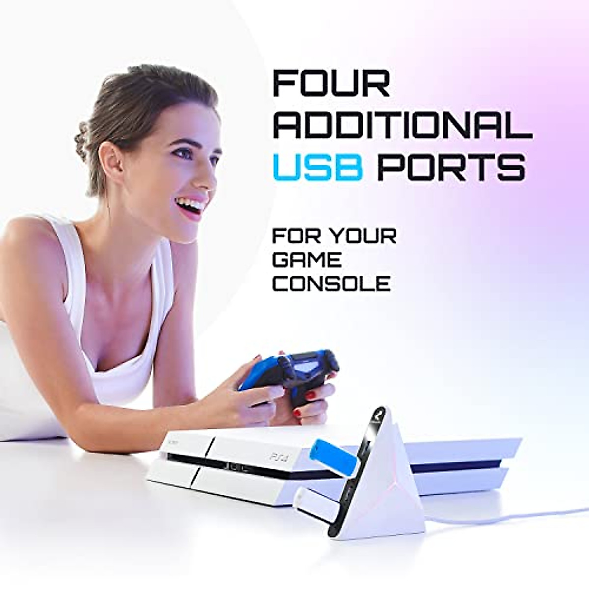 USB Hub 3.0 High-Speed type С - USB Splitter for Laptop, MacBook, Xbox, Flash Drive, HDD, Printer, Camera, Keyboard, Multi USB Port Extender, Fast Charging, Fast Data Transfer Long Cord Compact Design