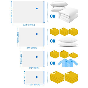 Vacuum Storage Bags with Hand Pump 20 Jumbo Space Saver Seal Storage Bags for Clothes Compression Bags for Travel
