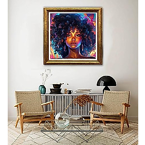 Jungobiu 5D Diamond Art Painting Kits Afro African Woman, DIY Diamond Art Africa Kits Paint with Diamonds Full Round Drill Crystal Rhinestone Embroidery for Home Office Wall Decoration 12X12in