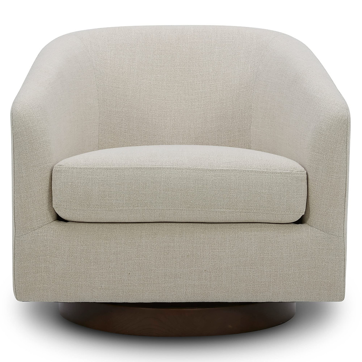 CHITA Swivel Accent Chair, FSC Certified Upholstered Fabric Barrel Chair for Living Room, Fully Assembled, Linen