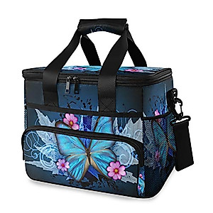 STAYTOP Pretty Butterfly Leakproof Reusable Insulated Cooler Lunch Bag,with Detachable Shoulder Strap, Used for Children's School Women and Men Work Picnic Beach Lunch Box Organizer Tote Bag