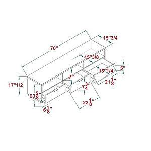 Walker Edison Millie Mid Century Modern 3 Drawer Solid Wood Low Stand for TVs up to 80 Inches, 70 Inch, Caramel
