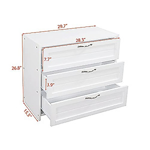 Harper & Bright Designs Twin Low Loft Bed with Slide and Storage, Solid Wood Low Loft Bed Frame with Storage Cabinets and Shelves, for Kids Teens Girls Boys (Twin Size, White)