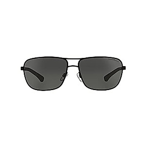 Emporio Armani Men's EA2033 Rectangular Sunglasses, Rubber Black/Grey, 64 mm