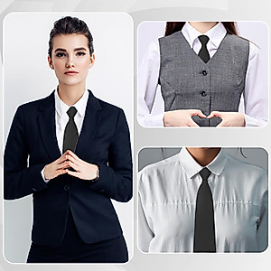 Luckyvestir Ties for Women, School Ties for Girls Kids, Adjustable Neck Tie, Black Pre-tied Zipper Tie for Uniforms Weddings Graduation