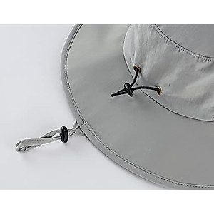 Home Prefer UPF50+ Mens Sun Hat with Neck Flap Wide Brim Mesh Fishing Hat Windproof Safari Hat Light Grey