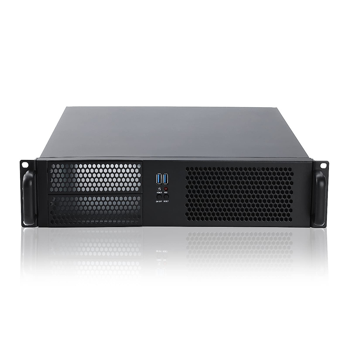 RackChoice 2U Micro ATX Compact Rackmount 2 x 5.25 Chassis Support ATX PC PS2 PSU with Side 80mm Fan