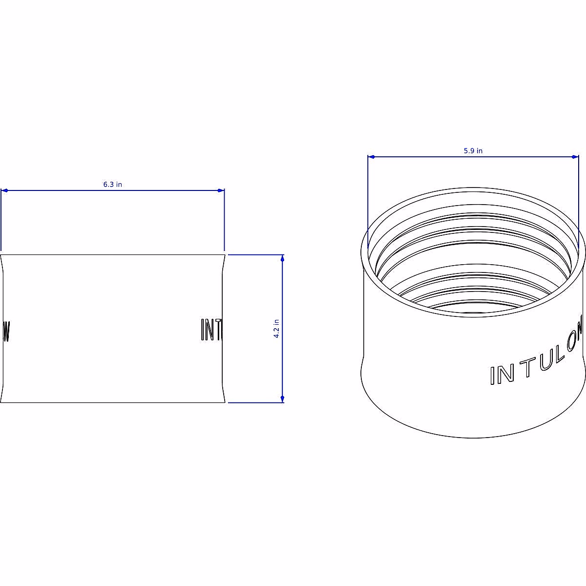 6 inch Tube Portable A/C AC Air Conditioner Exhaust Hose Coupler/Coupling - Counter-clockwise Thread 6CCWCPL