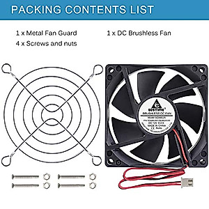 GDSTIME 80mm x 80mm x 25mm 12V Brushless DC Cooling Fan compatible with Desktop