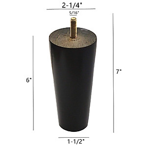 WEICHUAN Black Round Solid Wood Replacement Sofa Couch Chair Ottoman Loveseat Coffee Table Cabinet Furniture Wood Legs Wood Furniture Legs(6" Set of 4)