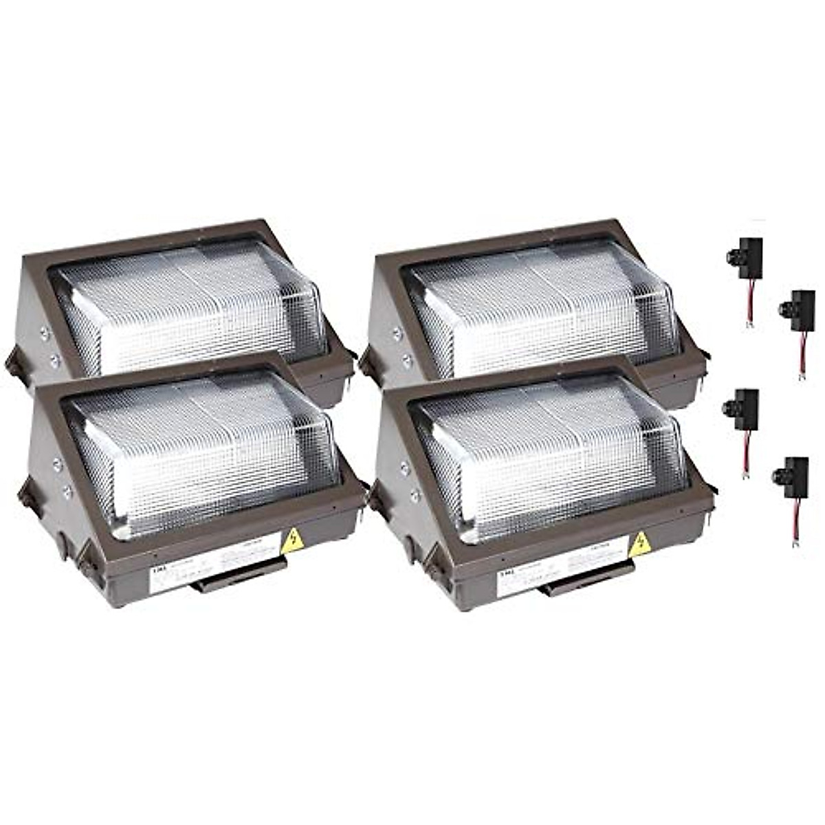 Light in Depot Photocell Dusk to Dawn 60w LED Wall Pack Area Light 5000K Daylight 6750Lm, AC120-277V Outdoor Security Lighting, Waterproof IP65, TUV/DLC Listed (60w, 4 Pack)