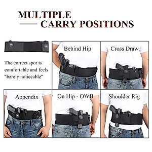 Belly Band Concealed Carry Gun Holster Belt Right Hand Waist Waistband Hip Men Women Unversal