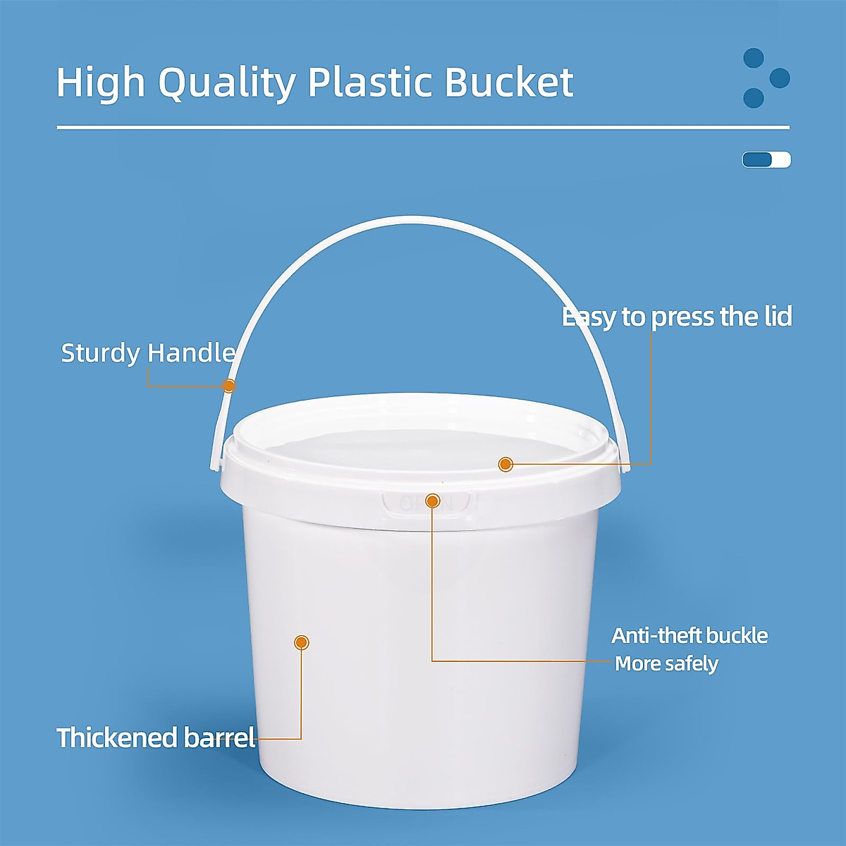 ASEVAT Clear Plastic Bucket with Lids and Handles, Reusable Food Storage Containers, Rum Buckets for Drinks for Snacks Deli Food Fruit, Cocktail, Leak Proof Bucket (White, 1 Quart)