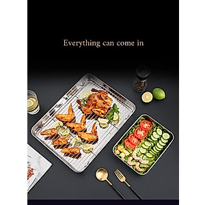 Stainless Steel Baking Sheet With Rack,Cookie Sheets and Non-stick Cooling Rack,Food Grade Material Baking Pan Tray For Oven,Extra Rectangle Size Baking sheet,Warp Resistant&Heavy Duty&Non Toxic (XL)