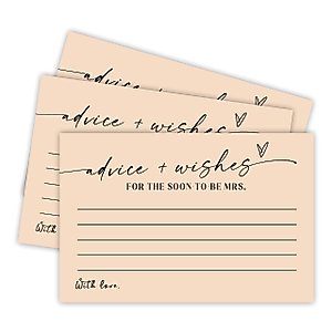 4" X 6" Wedding Advice & Wishes Card-Pack Of 30 Minimalism Apricot Double Print-Wishes For New Mr And Mrs-Bridal Shower Advice Card For Guest-Marriage Party Card-A01