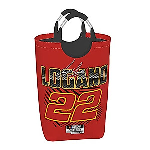 Joey Logano 22 Large Laundry Basket Laundry Hamper Bag Washing Bin Clothes Bag Collapsible Tall with Handles Waterproof Bathroom College Essentials Storage for College Dorm, Family