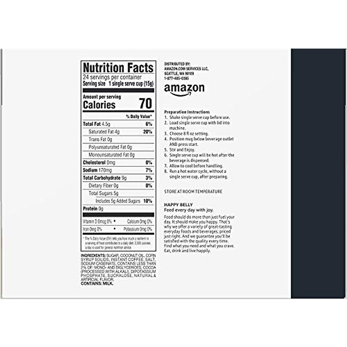 Amazon Brand - Happy Belly Cappuccino Coffee Pods Compatible with 2.0 K-Cup Brewers, French Vanilla Flavored, 24 Count