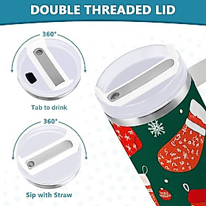 ODAWA Large Colorful Christmas Stockings Stainless Steel Tumblers with Handle and Straw