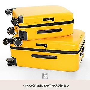 Verage Freeland Carry On Luggage with X-Large Spinner Wheels, Expandable Hardside Travel Luggage, Rolling Suitcase TSA Approved (20-Inch, Yellow)