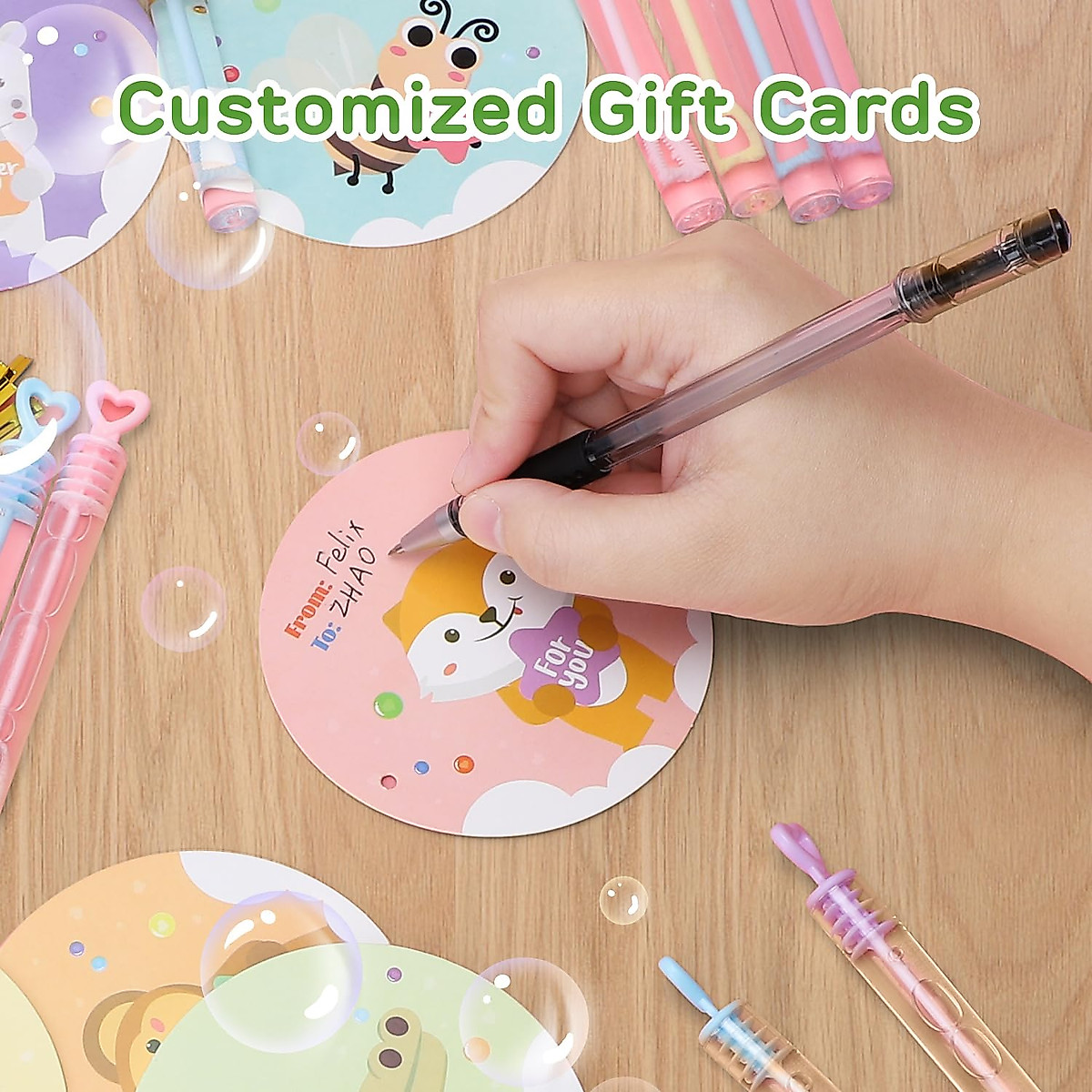 TOY Life 36 Bubbles Party Favors for Kids Mini Bubble Wands Bulk with Gift Cards Bubble Maker Kids Goodie Bag Stuffer for Classroom Wedding Birthday Party Decoration Easter Basket Stuffers for Kids