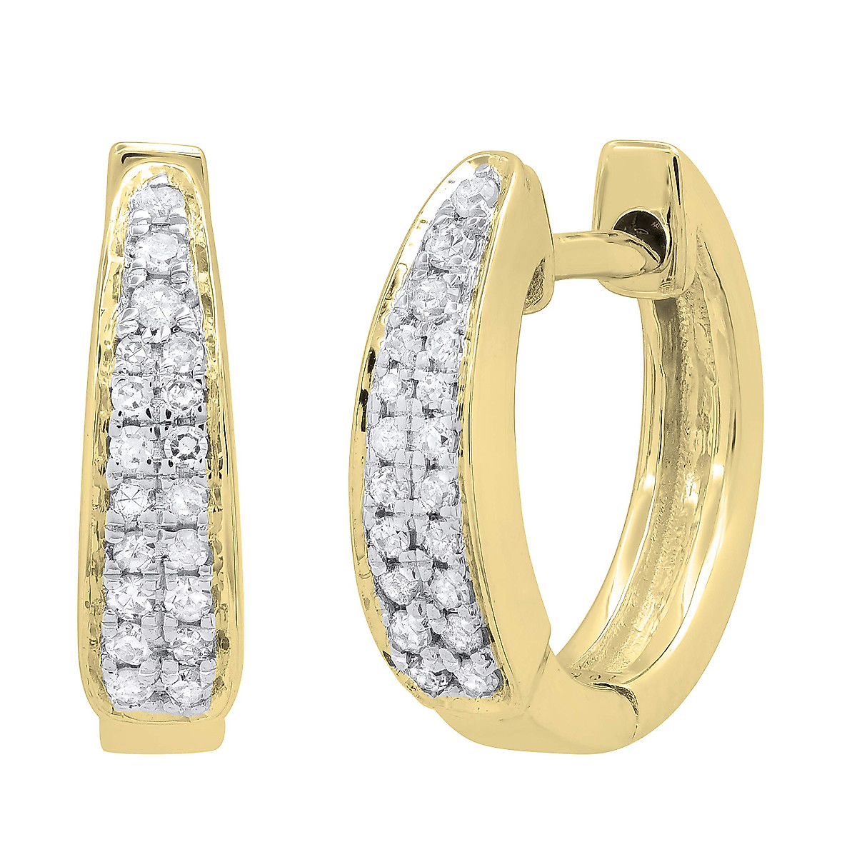 Dazzlingrock Collection 0.15 Carat (ctw) Round Lab Grown Diamond Ladies Huggies Hoop Earrings, 14K Yellow Gold
