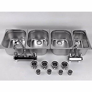 Concession Sink 3 Large + 1 Small Hand Washing- 4 Compartment Stand Food Trailer