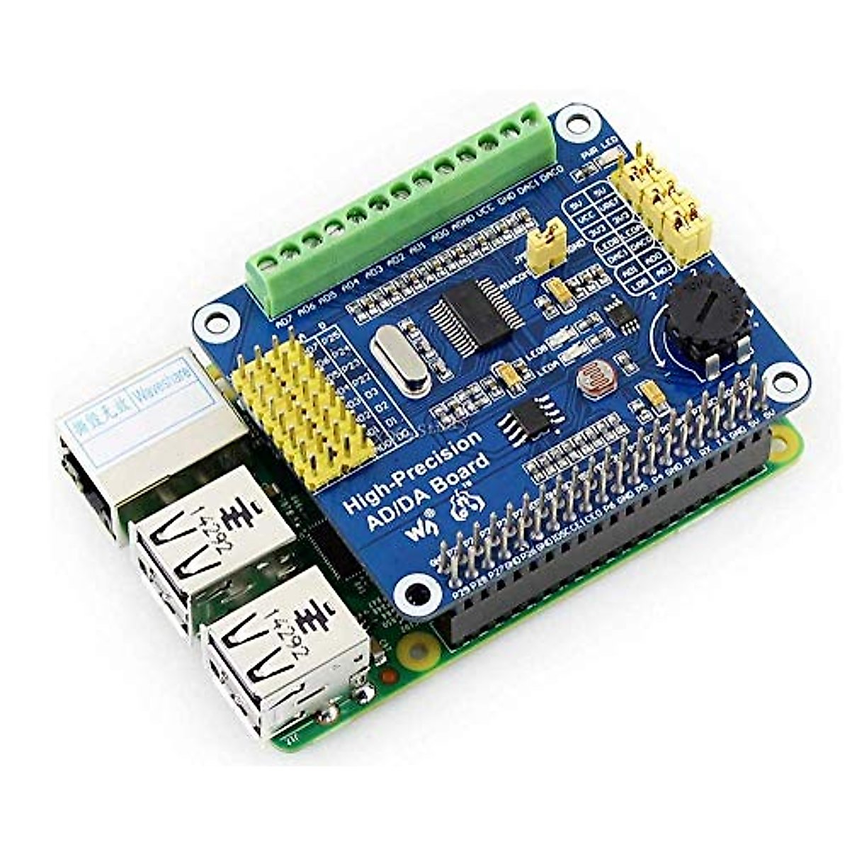 XYGStudy for Raspberry Pi 4B/3B+/3B/2B/B+/A+ Jetson Nano High-Precision AD/DA Expansion Board Sheild Onboard ADS1256 DAC8552 ADC DAC Jumper