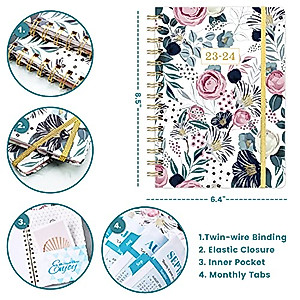Planner 2023-2024 - Jul.2023 - Jun.2024, 2023-2024 Planner, Academic Planner 2023-2024, 2023-2024 Planner Weekly & Monthly with Tabs, 6.3" x 8.4", Hardcover with Back Pocket + Twin-Wire Binding, Daily Organizer - Petunia