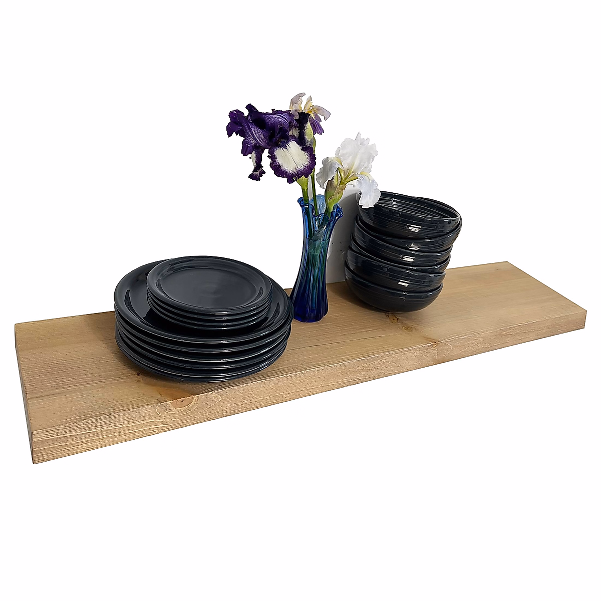 Joel's Antiques - 30 Inch Wooden Floating Shelves for Wall - Made of Natural Wood - Long Heavy Duty Rustic Wall Shelves for Bedroom - Perfect for Living Room, Kitchen - Natural 48x12x2 Inches