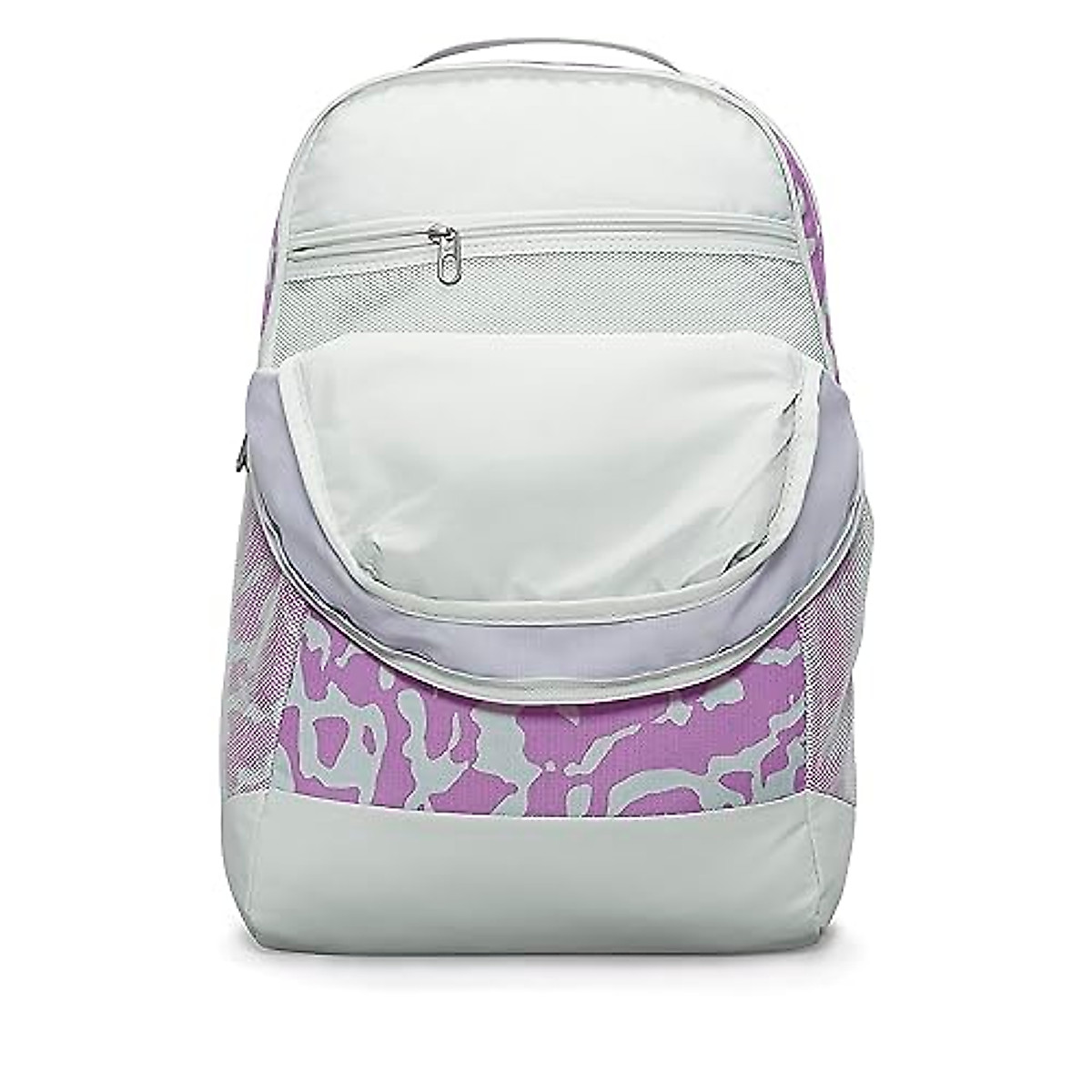 Nike Womens Brasilia Printed Backpack Light Silver/Rush Fuchsia/White
