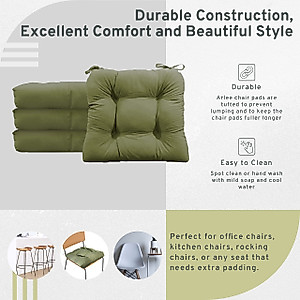 Arlee Home Fashions – Fiber Filled Premium Chair Pads - Chair Pads with Tiebacks –17.25” L X 16” W – Tan - Set of 4