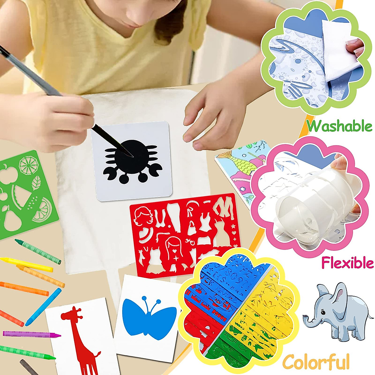 Stencils for Kids, 32 pcs Plastic Drawing Stencils Kits Animals Shape Stencils for Kids Boys Grils Crafts School Art Projects