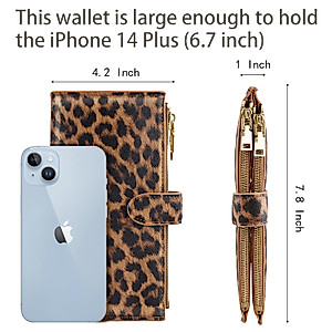 Coco Rossi Womens RFID Blocking Glitter Leather Multi Card Organizer Bifold Black Wallet with Zipper Pocket,Leopard